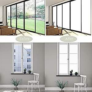 LONGYONG Window Privacy Film Frosted Glass Static Cling Window Film Non-Adhesive Window Covering for Bathroom Home Office 17.5"x79" White