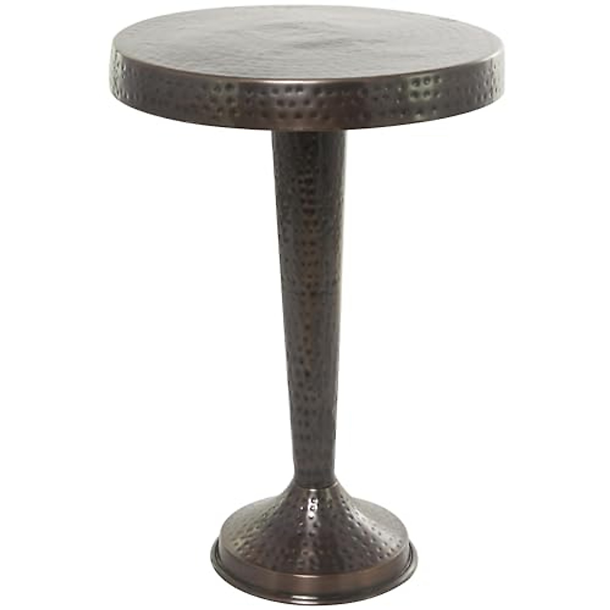 Deco 79 Metal Side End Accent Table Hammered Pedestal End Table, Side Table 19" x 19" x 26", Bronze