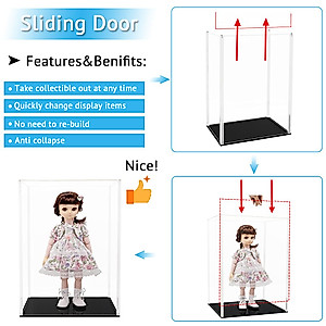Tingacraft Acrylic Display Case (14.5 x 11.8 x 20 inch) for 18 20 inch Doll Action Figure Clear Box for Collectibles, Assembly Required