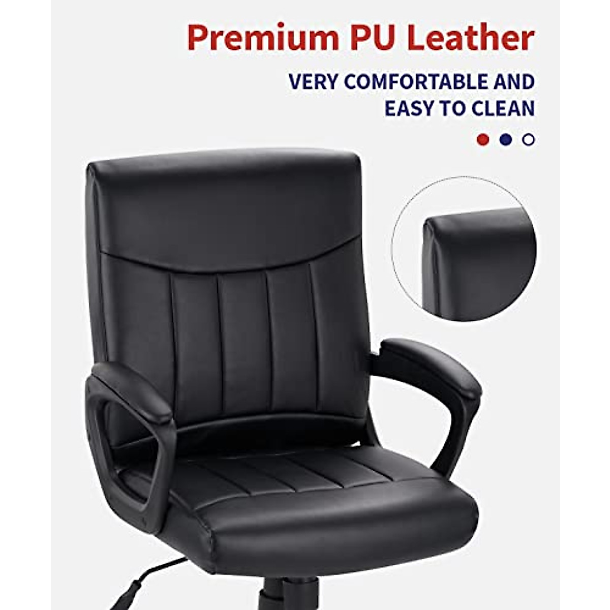 KLASIKA Home Chair Executive Office Chair Desk Ergonomic Swivel Chair with PU Leather Black 1 Pack