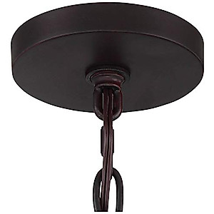 Regency Hill Aurelia Bronze Pendant Chandelier Lighting 26 3/4" Wide Modern Drum Clear Glass Shade 6-Light Fixture for Dining Room Living House Home Foyer Kitchen Island Entryway Bedroom