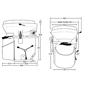 Nature's Head Self Contained Composting Toilet with Close Quarters Spider Handle Design