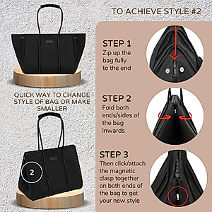 Essential Pal Neoprene Tote Bag, 3-in-1 Large Beach Tote – Zip-Top Waterproof, Tote Bag Great as a Beach Bag, Pool Bag, Boat Bag, Diaper Bag Tote – Neoprene Bag & Neoprene Purse w/Removable Base