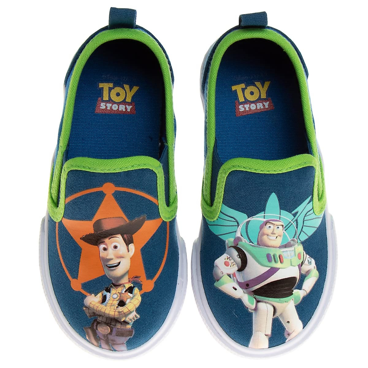 Josmo Kids Toy Story Shoes for Boys - Sheriff Woody Buzz Lightyear Slip-on Sneaker Casual Fashion Lowtop Sneakers Canvas Shoe - Navy Green (Size 8 Toddler)