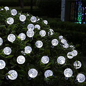 JMEXSUSS 2 Pack 30 LED Solar String Lights 8 Modes Crystal Globe String Lights Outdoor Waterproof Solar Powered String Lights for Patio Tree Camping Fence Party Decorations(White)