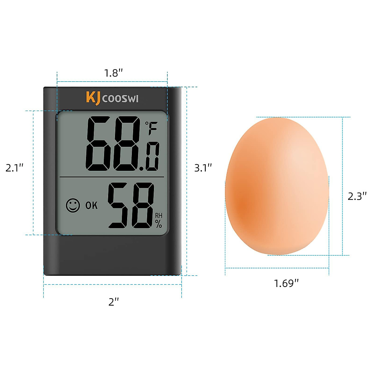 Humidity Gauge, 2 Pack Indoor Thermometer for Home Digital Hygrometer Room Thermometer and Humidity Gauge with Temperature Humidity Monitor AAA Battery Powered(Color: Black and White)