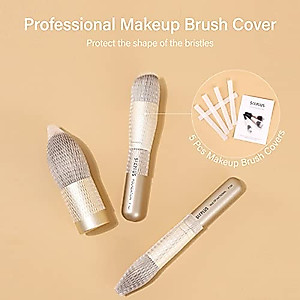 Travel Makeup Brushes Set with Case, SIXPLUS 5Pcs Champagne Gold Double Ended Professional Make Up Brush for Foundation Blush Powder Eyeshadow Blush Eyebrow Lip, Portable Storage Bag, Best Gift Kit