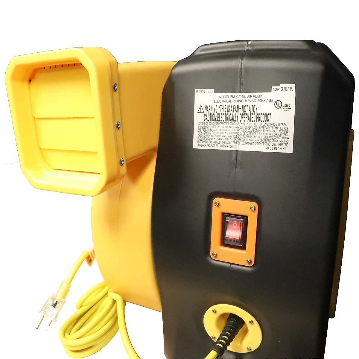 Zoom Blowers XLT 1hp Inflatable Bounce House Blower Fan, Energy Efficient, Commercial Electric Low Amp Draw Air Blower for Inflatables, Water Slide, Bouncy House, or Obstacle Course for Kids