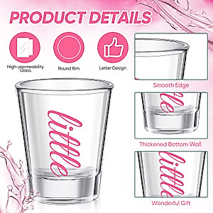 Lounsweer 2 Pcs Sorority Big Little Shot Glasses with Thick Base Big Little Sorority Gifts 2 oz Tequila Shot Glasses Mini Glass Cups Clear Shot Glass for Big Sister Little Sister Glassware(Pink)