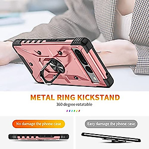 Compatible with Google Pixel 7 PRO Case with [2 Pack] HD Screen Protector,360 Ring Kickstand,Military Grade Heavy Duty Shockproof Hybrid Hard Protective Phone Case Google Pixel 7 PRO Pink