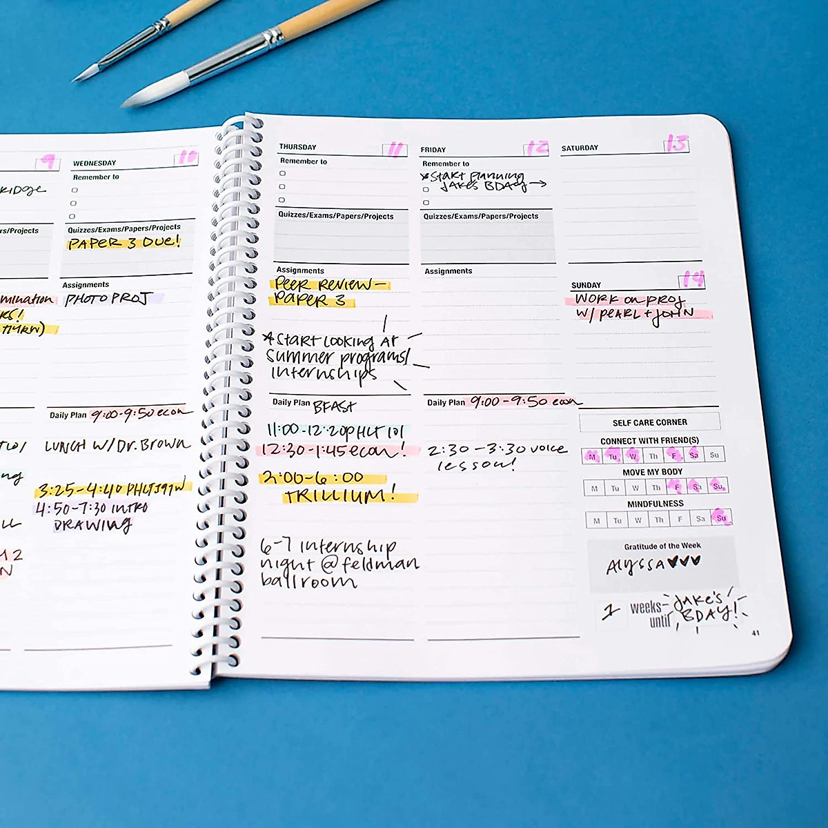 Class Tracker Ultimate College Planner - Undated Daily, Monthly, and Weekly Planner for Students (Black & Cream)