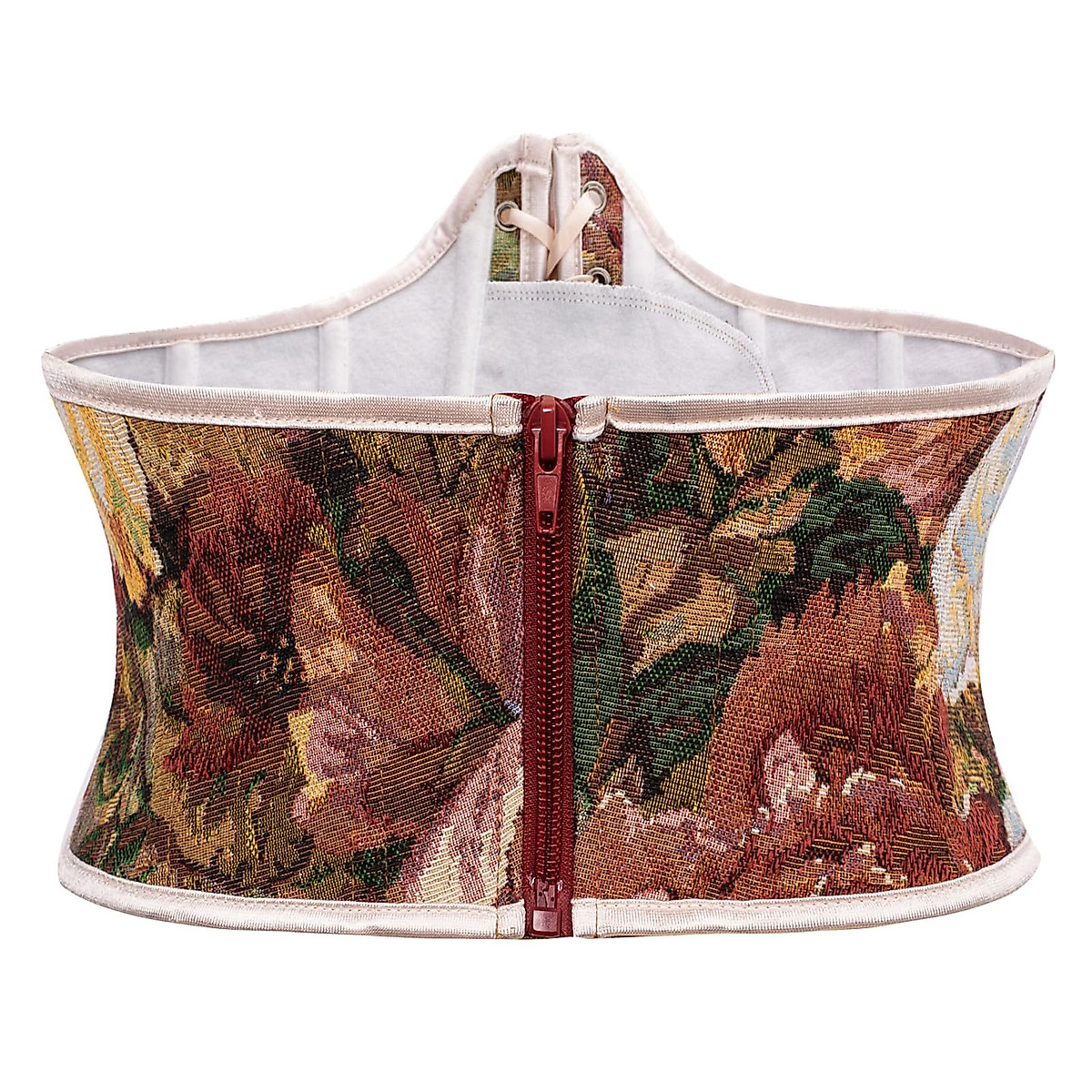 Scarlet Darkness Red Floral Corset Belt for Women Lace Up Boned Renaissance Corsets for Christmas Red 12