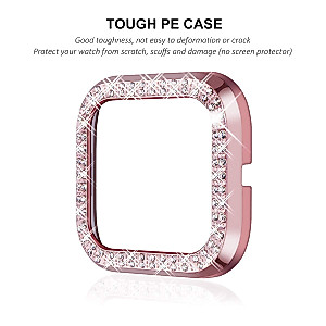 Surace Compatible for Fitbit Versa 2 Case, Bling Crystal Diamond Frame Protective Case Compatible for Fitbit Versa 2 Smart Watch (5 Packs, Rose Gold/Pink Gold/Black/Silver/Clear)