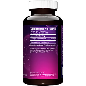 MRM Nutrition N-Acetyl-Cysteine (NAC) 600mg | Antixoidant | Resipratory Health | Liver Health | Mitochondrial Health | Vegan + Gluten-Free | 60 Servings