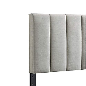 DG Casa Sierra Tufted Upholstered Vertical Channel Adjustable Height Headboard, Queen Size in Beige Polyester Blend Fabric