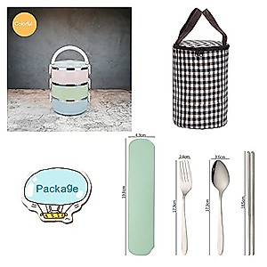 Bento Stackable Lunch Box Stainless Steel Thermal Compartment Multi-layered Leakproof Lunch Containers Insulated Bento Box, Thermal Compartment Lunch/Snack Box 3 tier Green