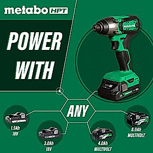 Metabo HPT 18V MultiVolt Impact Driver Kit | 1/4-Inch Chuck | Cordless | 1-2.0Ah Li-Ion Battery w/Fuel Gauge | 1,328 in-lbs of Torque | 3,200 IPM | Lifetime Tool Warranty | WH18DFX