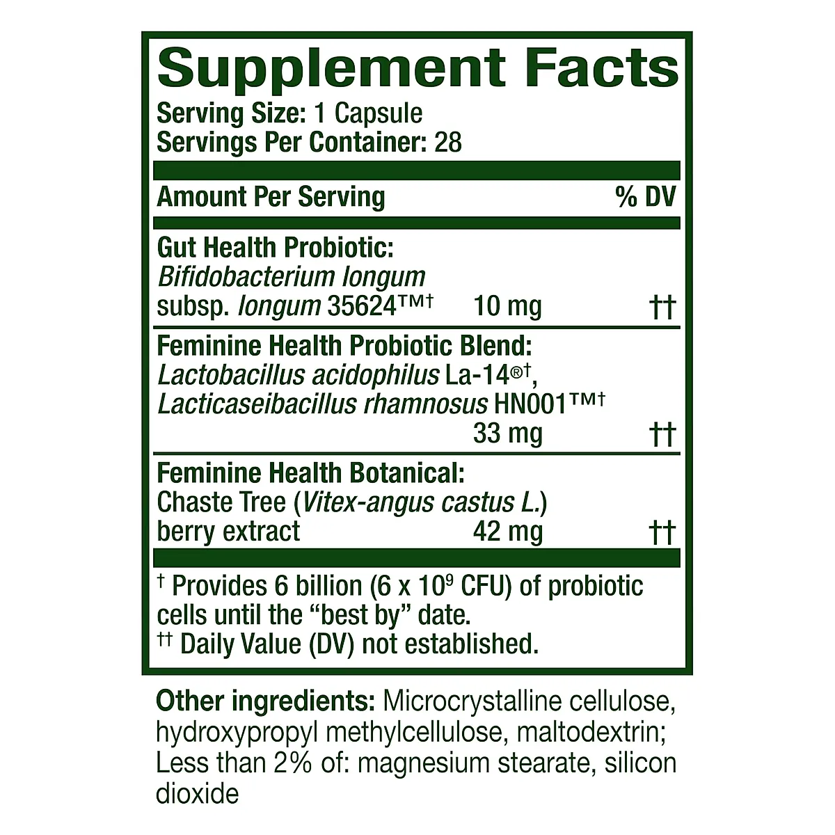 Align Probiotic, Women's Dual Action, Probiotics for Women, Multi-Strain Probiotic with Chaste Tree, Supports Feminine Health, Soothes Occasional Abdominal Discomfort, 28 Capsules (Packaging May Vary)
