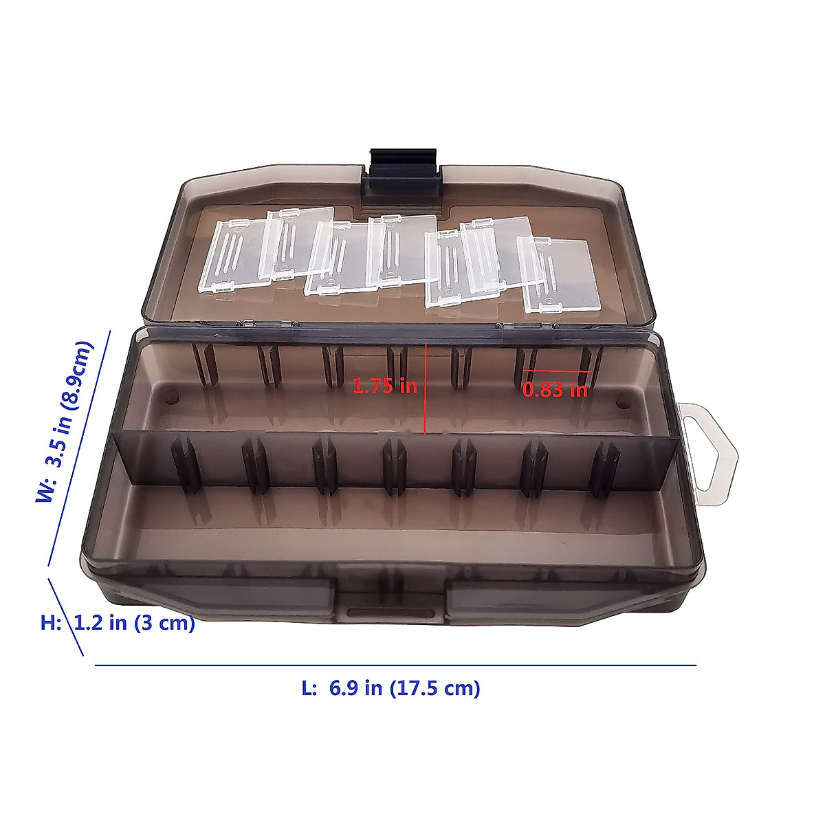 Fishing tackle lure baits box with removable dividers, Storage box for small things 2 pieces, Brown (CF-BOX-01)