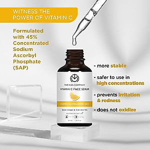 The Man Company 40% Vitamin C Face Serum With Hyaluronic Acid | Boosts Collagen | Glowing & Brightening Skin | Soft, Smooth & Supple | All Skin Types -30ml