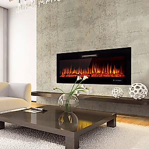 Homedex 50" Recessed Mounted Electric Fireplace Insert with Touch Screen Control Panel, Remote Control, 750/1500W, Log/Crystal Options