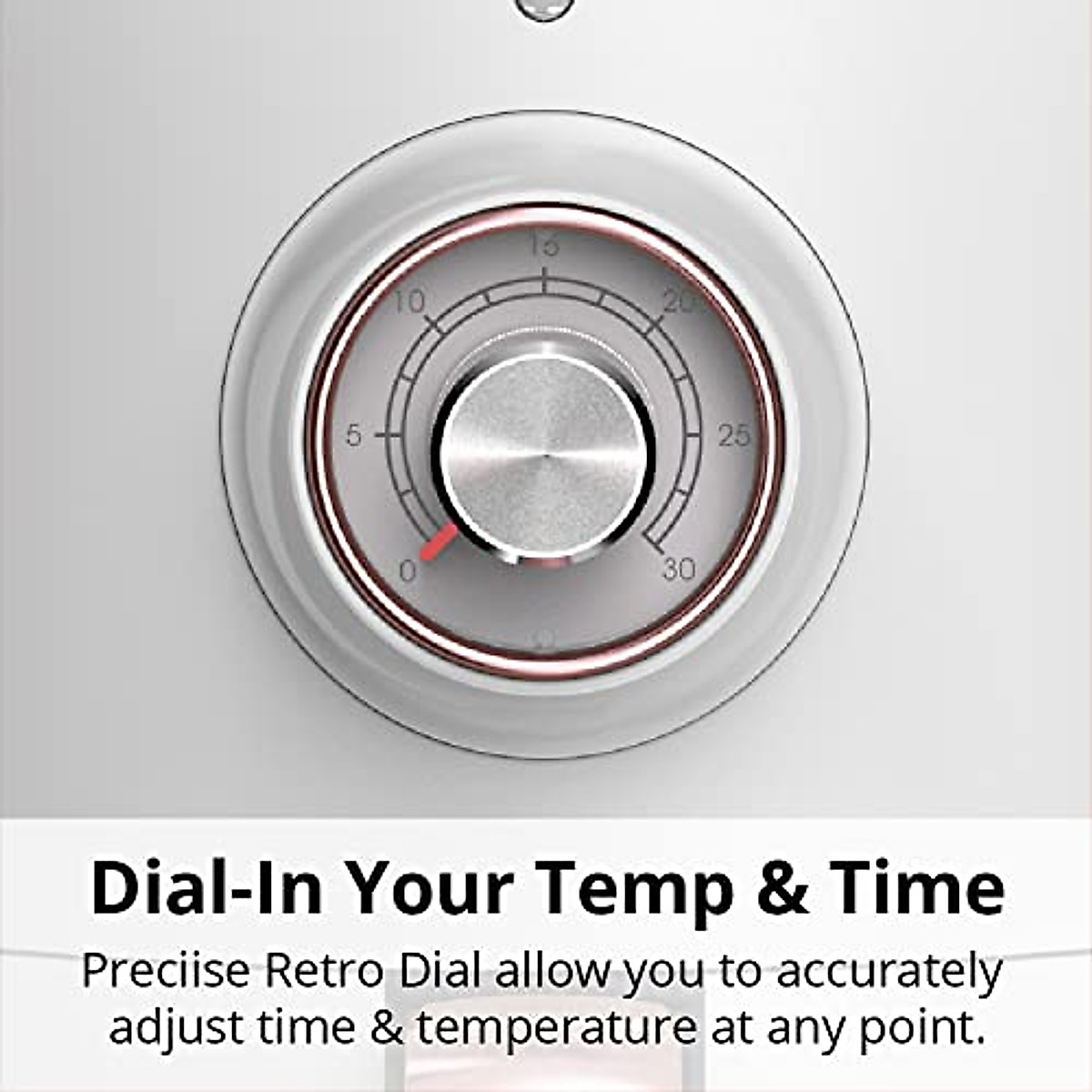 Aria Premium 2 Qt. Retro Style Ceramic Air Fryer, White/Rose Gold Trim