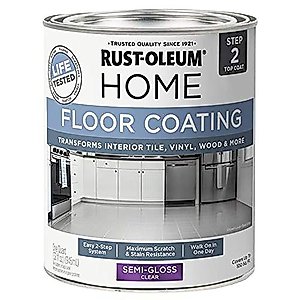Rust-Oleum 358870 Floor Coating Top Coat Semi-Gloss Clear Quart