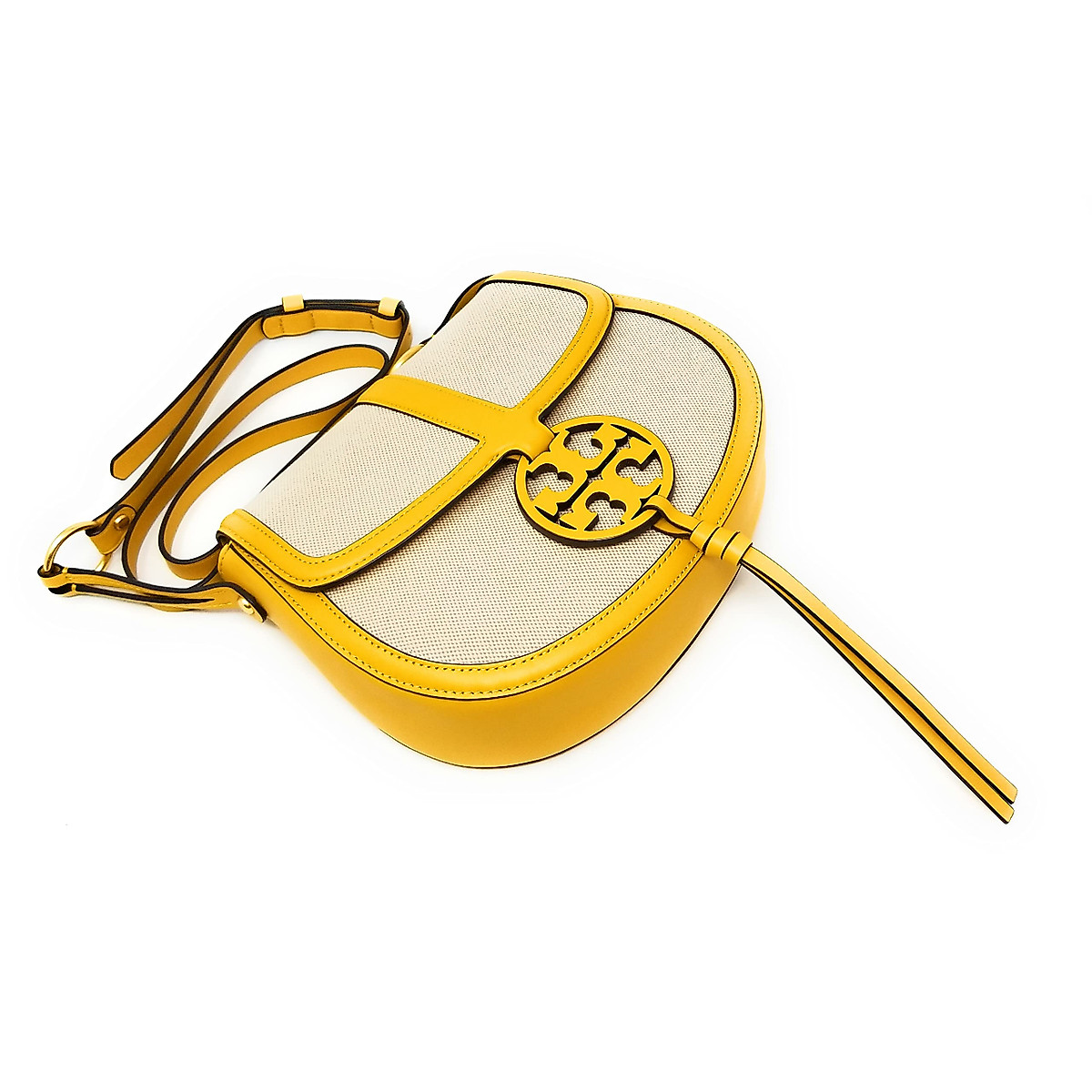 Tory Burch Women's Miller Canvas Quadrant Crossbody Saddlebag (Daylily)