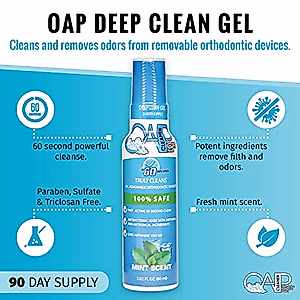 Orthodontic Cleaner by OAP Cleaner | Retainer Cleaner, Denture Cleaner, and Mouth Guard Cleaner | 60 Second Gel Cleanser | Paraben, Sulfate and Triclosan Free | 60 mL Bottle