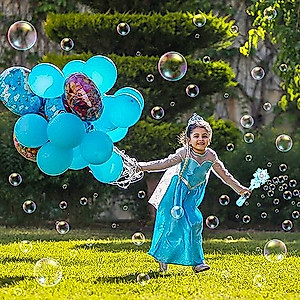 2 in 1 Princess Magic Bubble Blower Wand Machine for Kids, Snowflake Maker Wand Toys with Windmill & Light Up LED & Music, Outdoor Christmas Birthday Gift for Girls