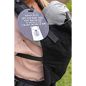 THREE LITTLE TOTS – Mama Bear Sanitize and No Touching Baby Car Seat Sign or Stroller Tag - CPSIA Safety Tested