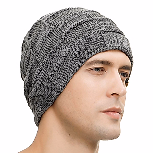 Vgogfly Slouchy Beanie for Men Winter Hats for Guys Cool Beanies Mens Lined Knit Warm Thick Skully Stocking Binie Hat