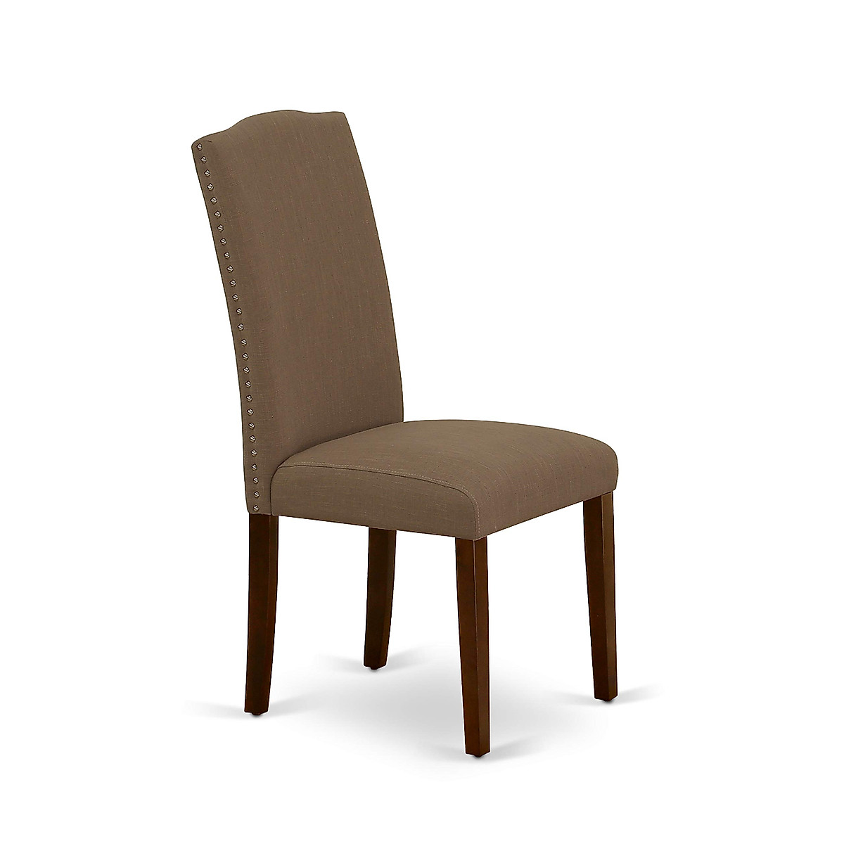 East West Furniture HLEN3-MAH-18 3 Piece Dinette Set for Small Spaces Contains a Round Dining Table with Pedestal and 2 Dark Coffee Linen Fabric Parsons Chairs, 42x42 Inch, Mahogany