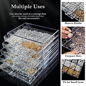 QIYUSHRY Earring Storage Box Acrylic Jewelry Storage Holder Ring Clear Plastic Transparent Jewelry Display Stand with 5 Drawers 120 Small Compartment Tray for Women Girls
