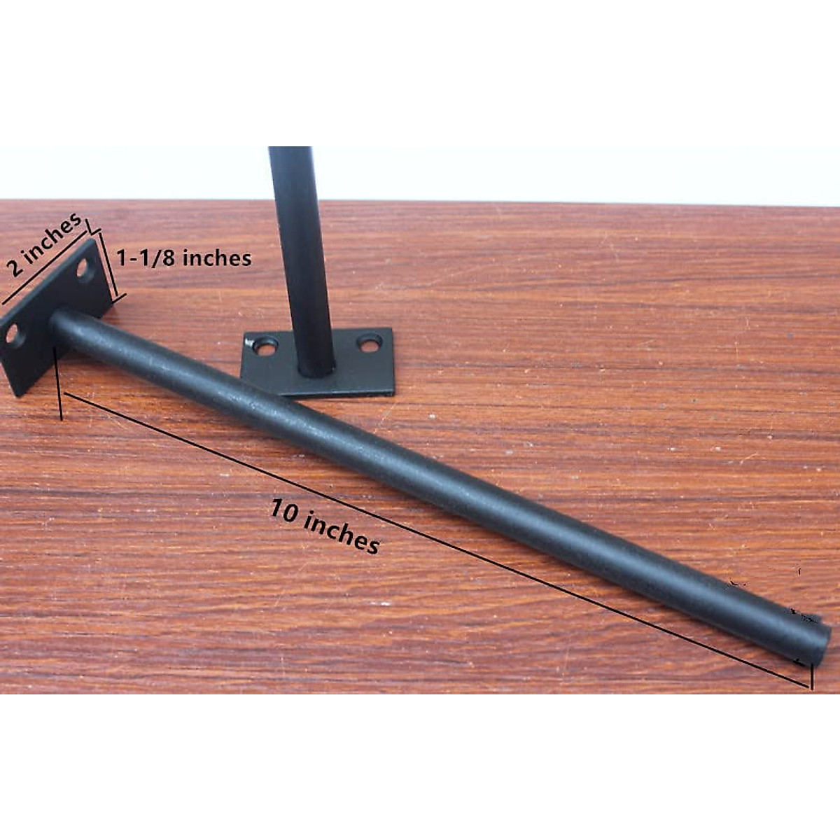 8 Pcs 10" Black Solid Steel Floating Shelf Bracket Blind Shelf Supports - Hidden Brackets for Floating Wood Shelves - Concealed Blind Shelf Support – Screws