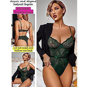 Avidlove V Neck Lingerie Lace Bodysuit Teddy See Through Babydoll