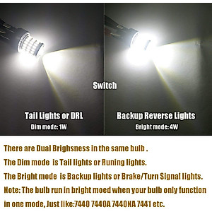 iBrightstar Newest 9-30V Super Bright Low Power 7443 7440 T20 LED Bulbs with Projector Replacement for Back Up Reverse Lights or Tail Brake Lights, Xenon White