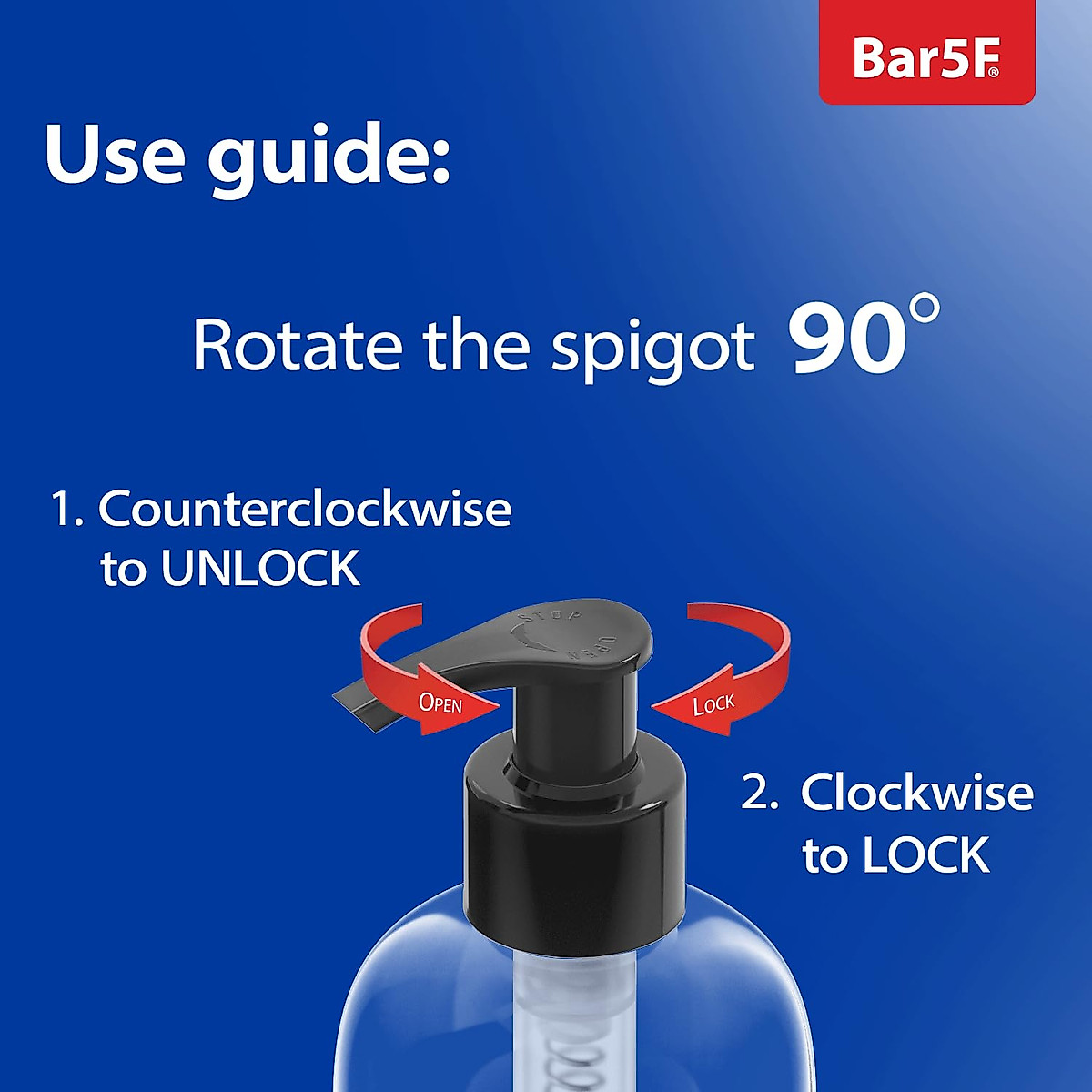 Bar5F Plastic Bottles with Pump Dispenser, 8 oz | Leak Proof, Empty, Clear Refillable, BPA Free for Body Wash, Moisturizer, Face Cream, Liquid Soap | Black & White Pumping Caps | Set of 2