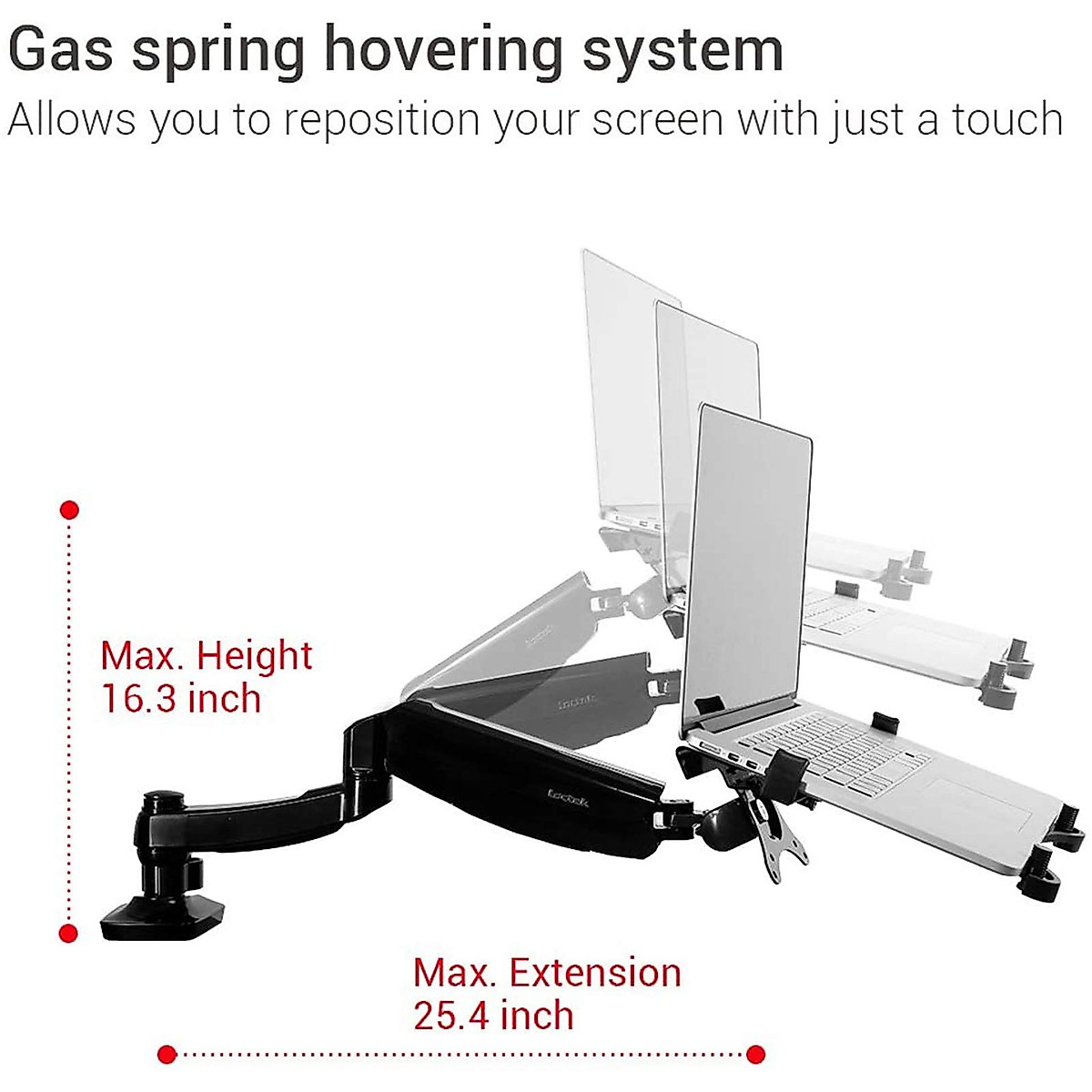 FLEXIMOUNTS 2-in-1 Monitor Arm Laptop Mount Stand Swivel Gas Spring LCD Arm Height Adjustable Desk Mounts for 10''-24' Monitor/ 11-17.3 inches Notebook