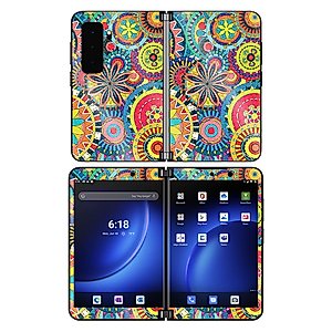 MightySkins Glossy Glitter Skin Compatible with Microsoft Surface Duo 2 - Flower Wheels | Protective, Durable High-Gloss Glitter Finish | Easy to Apply and Change Styles | Made in The USA