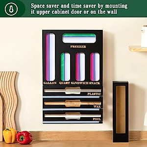 Hoshier 9 in 1 Bundle Wooden Ziplock Bag Organizer with Wrap Organizer For Kitchen Drawer