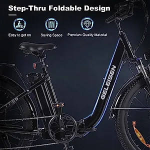GELEISEN Electric Bike for Adults, 750W 28MPH Electric City Cruiser Bicycle, 26" x 3.0 Fat Tire Step-Thru Ebike with 48V 14.5AH Removable Battery, Professional 7-Speed Folding Electric Commuter Bike