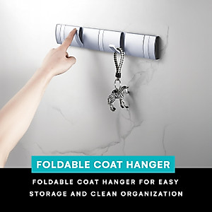 Room/Dividers/Now | Coat Hanger Wall Mount with 5 Retractable Hooks - Space-Saving Wall Coat Rack - Aluminum Hook - Low-Profile Hanging Solution for Home Decor and Organization - Silver