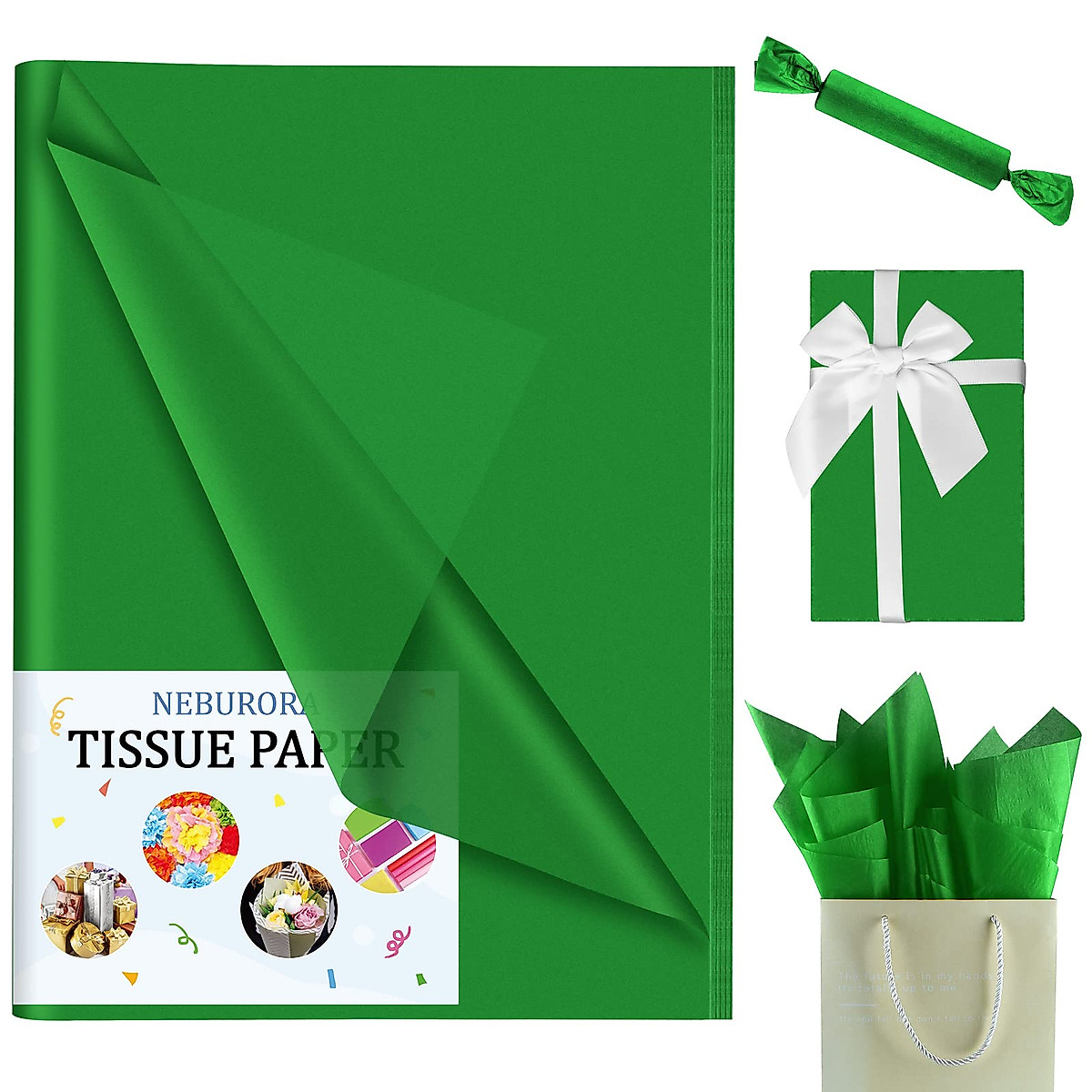 NEBURORA 60 Sheets Green Tissue Paper Bundles 120 Sheets Brown Tissue Paper for Gift Wrap Art Crafts DIY Birthday Father's Day Thanksgiving Christmas Halloween Wedding Decor
