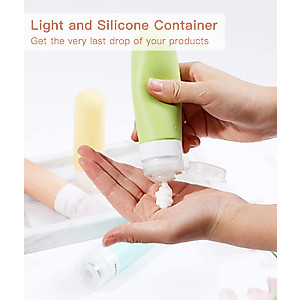 Quatish Travel Bottles for Toiletries【Original Patented】, 3 oz Tsa Approved Leak Proof Travel Size Containers, Silicone Shampoo and Conditioner Bottles, 4 Pack Travel Size Bottles, Multi-Color