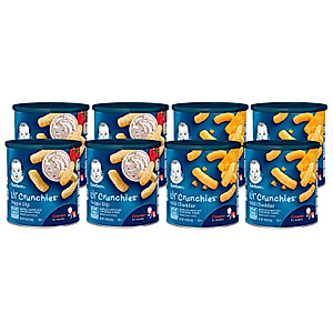 Gerber Up Age Snacks Variety Pack - Organic Yogurt Melts & Organic Puffs, 7Count & Lil Crunchies, Mild Cheddar & Veggie Dip, 8 Count