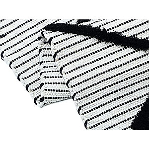 SISOSU Stripes Cotton Area Rug - Braided Black Carpets Suitable for Living Room, Bedroom, Dining Room, Home Décor - Handcrafted Traditional Rugs - Non-Skid - 4’ x 6’ - White & Black