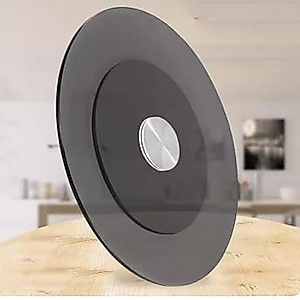 DOUKI 24" Round Tabletop Rotating Tray, Glass Lazy Susan Turntable, Rotating Serving Tray For Dining Table, Round Decorative Rotating Tray Black Brown (Color : Black, Size : 100cm(39inch))