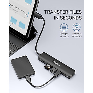 USB C Hub 4K 60Hz, Dockteck 7-in-1 USB C PD Ethernet Hub Dongle with 4K 60Hz HDMI, 1Gbps Ethernet, 100W PD, 2 USB 3.0, SD/Micro SD for MacBook Air/Pro M1 2020, iPad Pro 2021, iPad Mini 6 and More