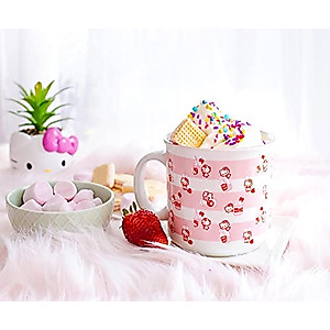 Silver Buffalo Sanrio Hello Kitty Strawberry Milk Ceramic Camper Mug | Holds 20 Ounces